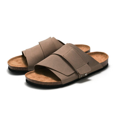 2021 ladies new fashion Adjustable buckles solid color cork bottom flat sandals and slippers women's outer wear home slippers