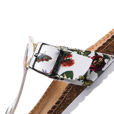 2020 spring new arrival sandals women  metal buckle slippers low wood heel sandals house shoes white platform sandal