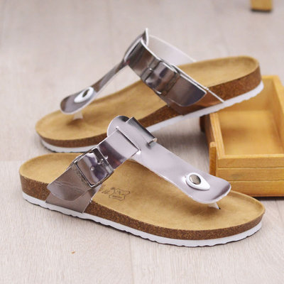 2020 spring new arrival sandals women  metal buckle slippers low wood heel sandals house shoes white platform sandal