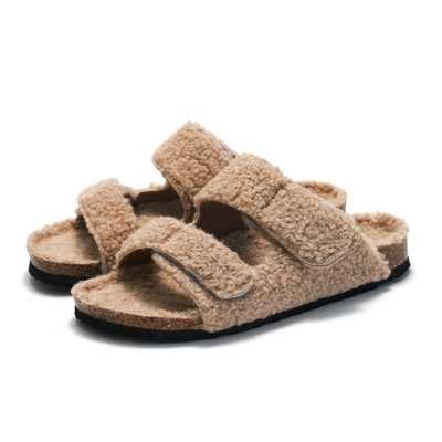 New arrival summer ladies winter home shoes faux fur slides women fluffy bedroom slippers women solid color sandals