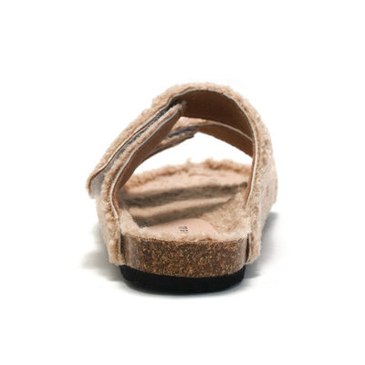 New arrival summer ladies winter home shoes faux fur slides women fluffy bedroom slippers women solid color sandals