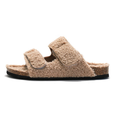 New arrival summer ladies winter home shoes faux fur slides women fluffy bedroom slippers women solid color sandals