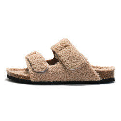 New arrival summer ladies winter home shoes faux fur slides women fluffy bedroom slippers women solid color sandals