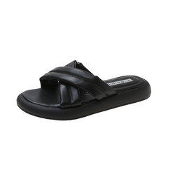 Korean version 2022 summer fashion cross sandals fairy style casual flat heels for women slippers outside home slippers indoor