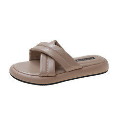 Korean version 2022 summer fashion cross sandals fairy style casual flat heels for women slippers outside home slippers indoor