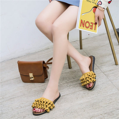 Simple Round Head  Beach Shoes Solid Color Lace Women Flat  Beach Shoes