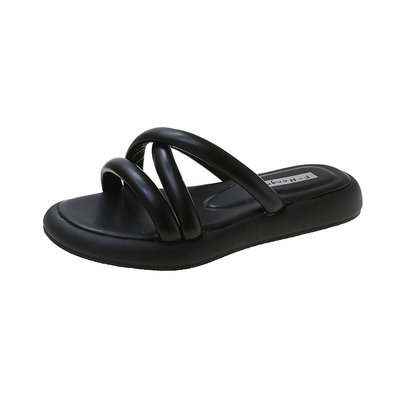 Flat Bottom Summer Beach Shoes Non Slip Cross Strap Women Casual