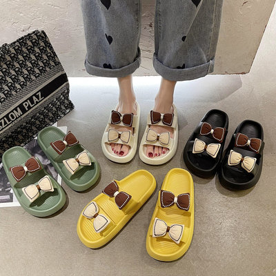 Bowknot Upper Beach Shoes Women  Thick Bottom Non Slip  Beach Shoes