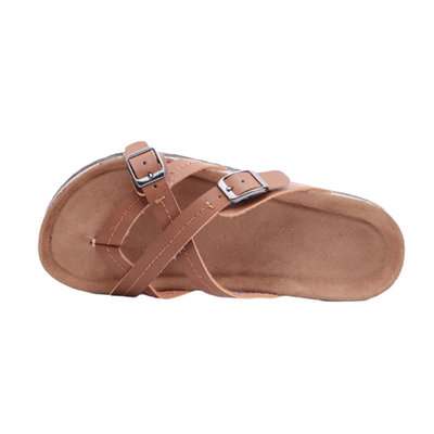 Fashion women leather shoes ladies faux suede sandals soft wood soles slippers rubber slide sandals