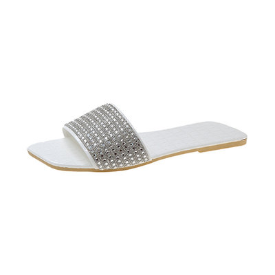 Large Size Solid Color Stylish Ladies Sandals Rhinestone Sequins Upper