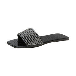 Large Size Solid Color Stylish Ladies Sandals Rhinestone Sequins Upper