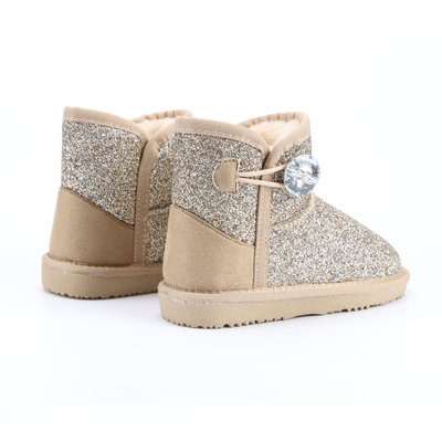 Flat  Cute Children Snow Boots Bling Sequin  Thicken Warm Faux Fur
