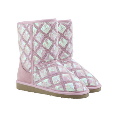 Plush Lining Women Winter Snow Boots Sequin Pattern  Keep Warm