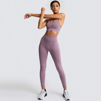 Hot selling seamless yoga clothing set lift hip running fitness backless sports bra high waist pants tight women sportswear