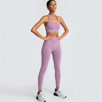 Hot selling seamless yoga clothing set lift hip running fitness backless sports bra high waist pants tight women sportswear