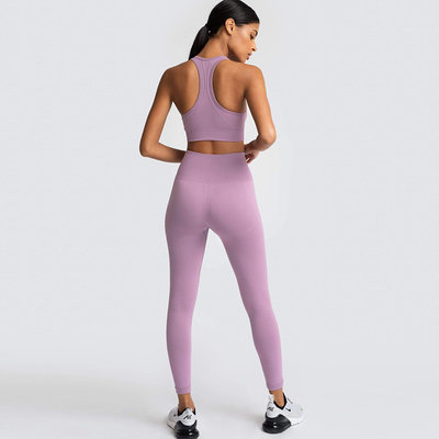 Hot selling seamless yoga clothing set lift hip running fitness backless sports bra high waist pants tight women sportswear