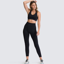 Hot selling seamless yoga clothing set lift hip running fitness backless sports bra high waist pants tight women sportswear