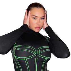2021 New arrivals spring women's fashion solid color line long sleeve crop tops high waist yoga pants women two piece sports set