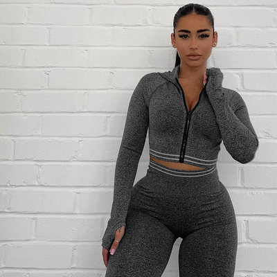 2021 New Arrival ladies solid color fitness clothes famous brand women breathable casual sports suit two pieces sportswear