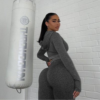 2021 New Arrival ladies solid color fitness clothes famous brand women breathable casual sports suit two pieces sportswear