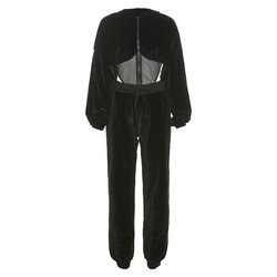 new Fall mesh sexy see through long sleeve bodysuits yoga pants 2 piece sports outfits women  two pieces sport suit ems