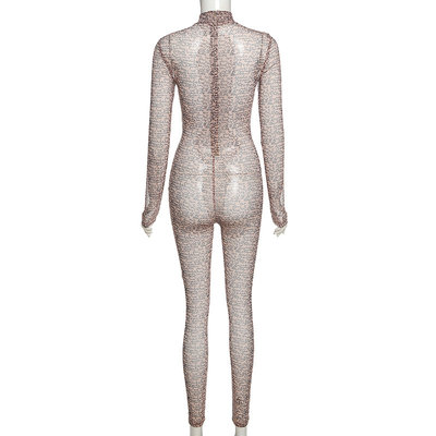 2020 Autumn Winter Hot Sale Casual Women's one piece Spots set Printed Long Sleeve Round Collar Jumpsuit ladies Fashion yoga set
