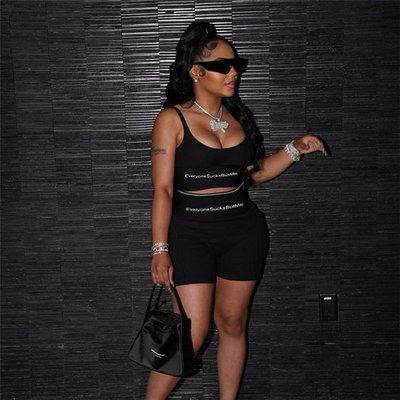 New style 2022 summer running low-cut printed letters fitness clothing casual shorts sport yoga suit women in stock