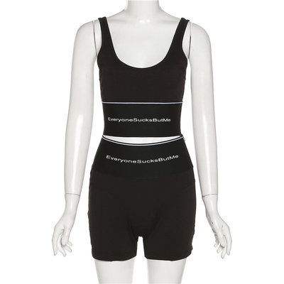 New style 2022 summer running low-cut printed letters fitness clothing casual shorts sport yoga suit women in stock