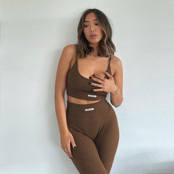 Wholesale new Comfortable breathable fabric workout suit fitness running clothing sexy yoga sets for women 2 piece