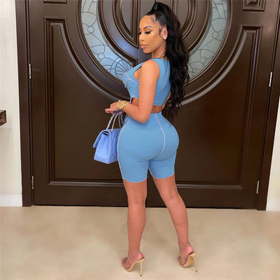 2022 summer sportswear Women fashion Reverse wear design Fitness Gym Wear Workout Suit Sport High Waist Shorts Yoga Set