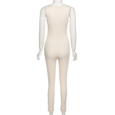 2022 Summer New Women Sleeveless Low Cut yoga jumpsuit Solid Color Slim High Waist Sports One Piece Pants