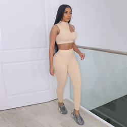 New design 2022 summer women sexy hollow slim sleeveless running vest high waist sport trousers yoga fitness set