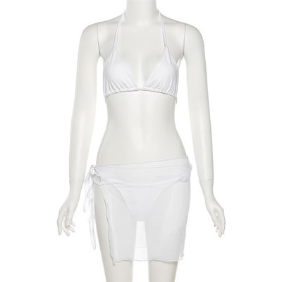 new arrival Sexy V-neck vest Swimwear Solid color Beach Wear Swimsuit women Bikini Set Two Piece streetwear