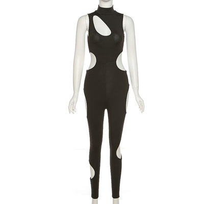New design women slimming High collar beauty back jumpsuits one-piece fitness yoga suit Hollow out design Invisible zipper