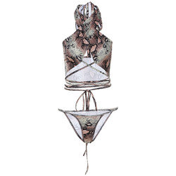 2021 hot sales women new sleeveless short tops print binding yoga sets sexy thong swimsuits lace-up sportswear