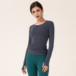 2021 yoga top women's tight-fitting short half-zipper long-sleeved yogawear new spring activewear running sport suit ems