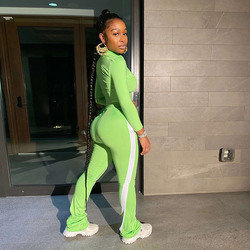 Seamless stand Collar Long Sleeve Sportswear front zipper Activewear sports crop Tops And Yoga Leggings Set For Women