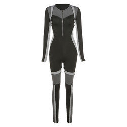 Color Front Zipper Ladies Sports Outfit Sexy Long Sleeve Polyester Material