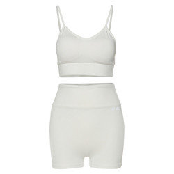 Solid Color Ladies Sports Outfit Seamless O Neck  Collar For Gym