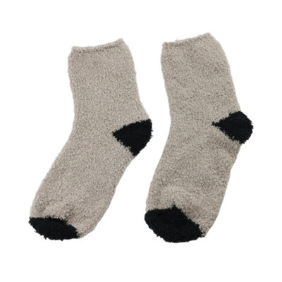 Indoor Ladies Slipper Socks Blue And White Warm Cozy Polyester Material