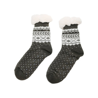 Snowflake Knit Women Thick Sherpa Fleece Lined Thermal Fuzzy  Home Socks