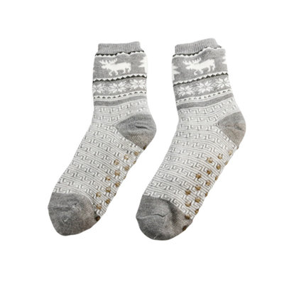 Non Slip  Ladies Slipper Socks Reindeer Fleece Warm Fuzzy And Soft