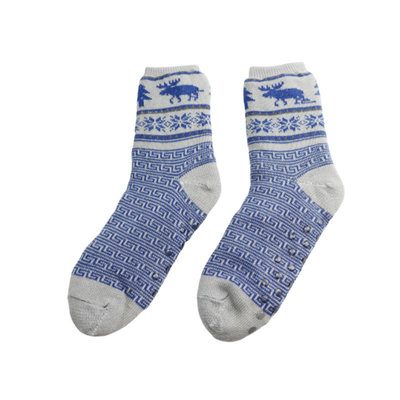 Non Slip  Ladies Slipper Socks Reindeer Fleece Warm Fuzzy And Soft