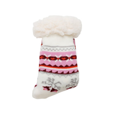 Comfortable Pink Snow Plush Lining House Socks Casual  For Women Winter