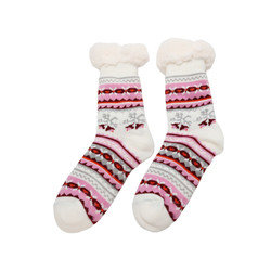 Comfortable Pink Snow Plush Lining House Socks Casual  For Women Winter