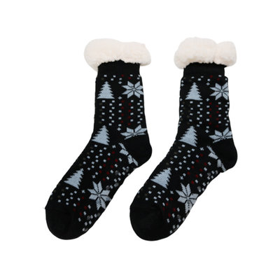 ladies winter double layers home sock sherpa lined plush women christmas slipper socks