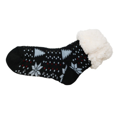 ladies winter double layers home sock sherpa lined plush women christmas slipper socks