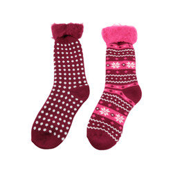 2 pairs Skidproof acrylic Warm Winter chunky Knitted slipper Socks for women anti slip socks