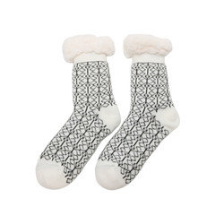 Black White Skidproof Ladies Slipper Socks Anti Slip Casual  Knitted