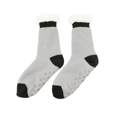 Gray  Cashmere Knitted Fleece Slipper Socks Home Indoor Sweater Sherpa Slipper Socks